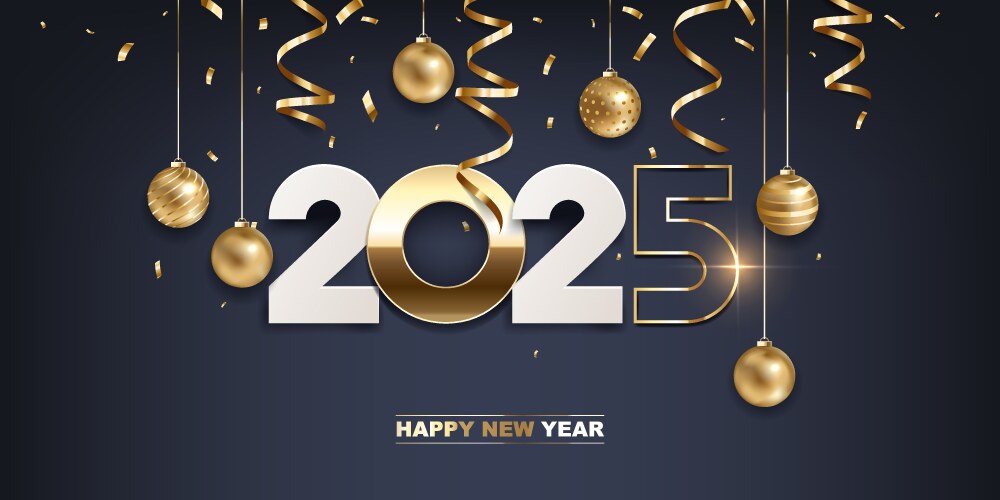 Happy new 2025 year holiday of golden numbers Vector Image