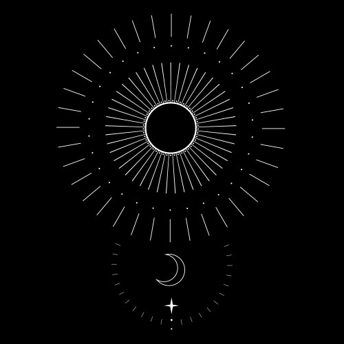 Space esoteric composition sun moon Royalty Free Vector