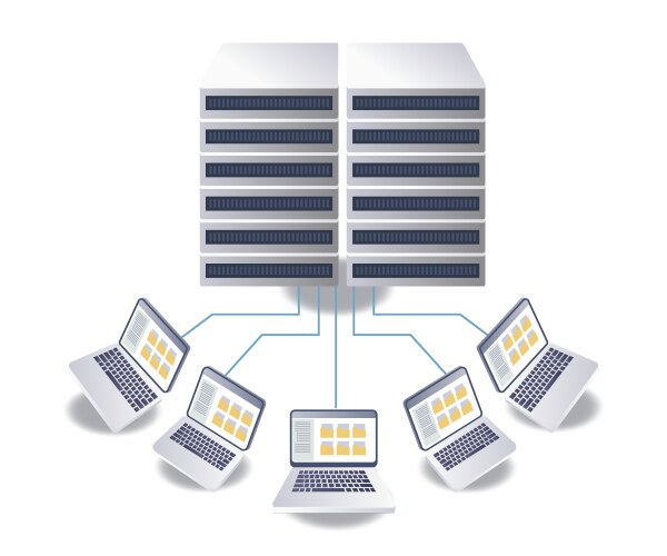 Download upload computer data infographics 3d Vector Image