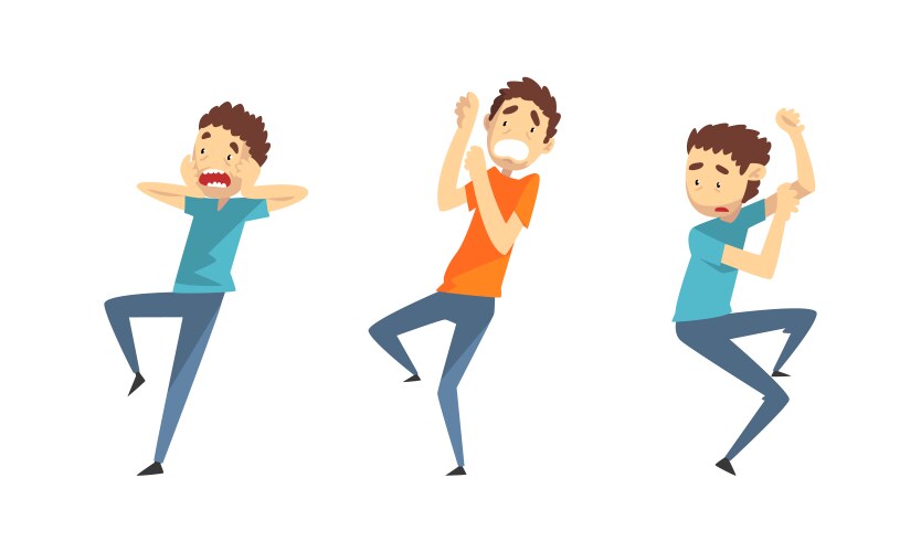 Scared and panicked young men set emotional guys Vector Image Scared and panicked young men set emotional guys Vector Image