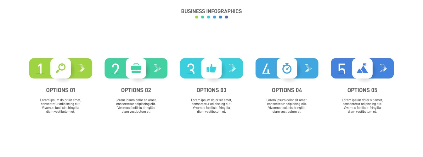 Horizontal progress bar featuring 5 arrow-shaped Vector Image