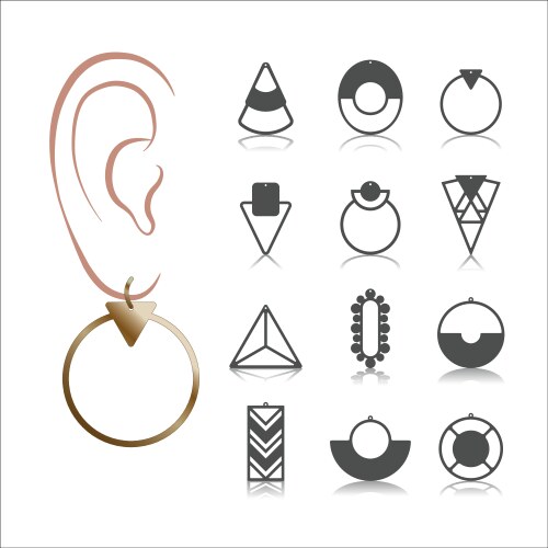 Hand drawn earrings set - jewelry isolated Vector Image