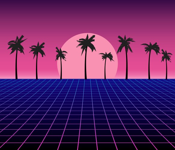 Retrowave Sun and Palm Trees Vector Images (over 340)