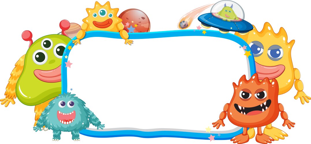 Cute happy monster friends standing next Vector Image