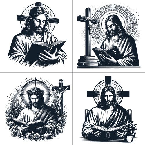 Jesus christ cross praying Royalty Free Vector Image
