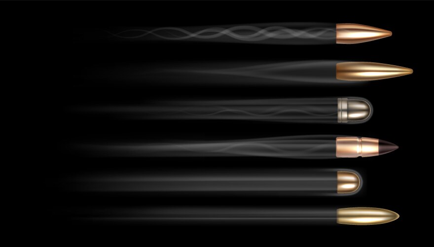 Flying bullet traces realistic pistol projectiles Vector Image