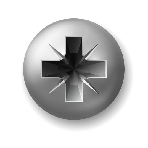 Metal screw head view from top Royalty Free Vector Image