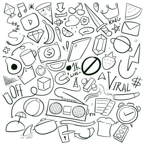 Office drawing hand drawn items Royalty Free Vector Image