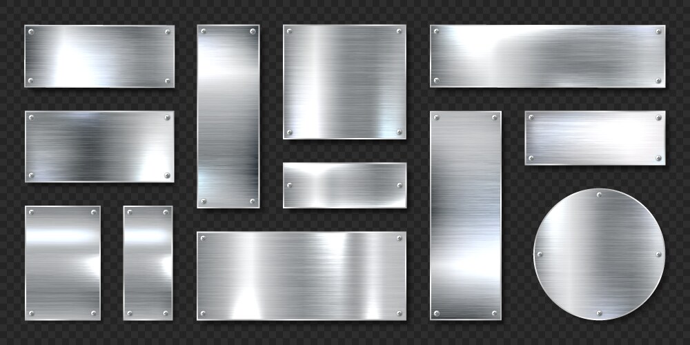 Metal plates steel plate stainless panel chrome Vector Image