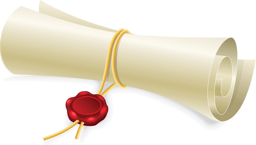Scroll with wax seal Royalty Free Vector Image