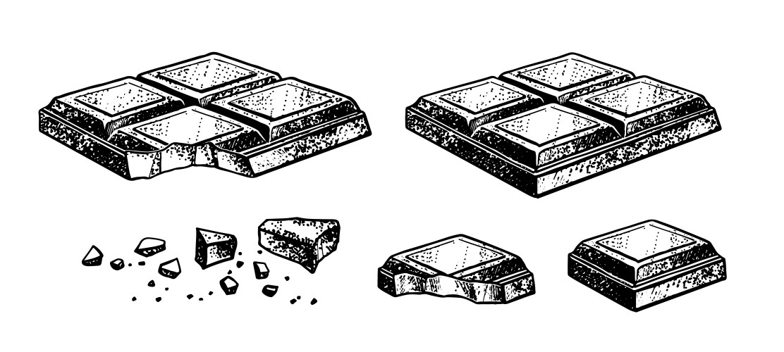 Chocolate sketch pieces of bar Royalty Free Vector Image