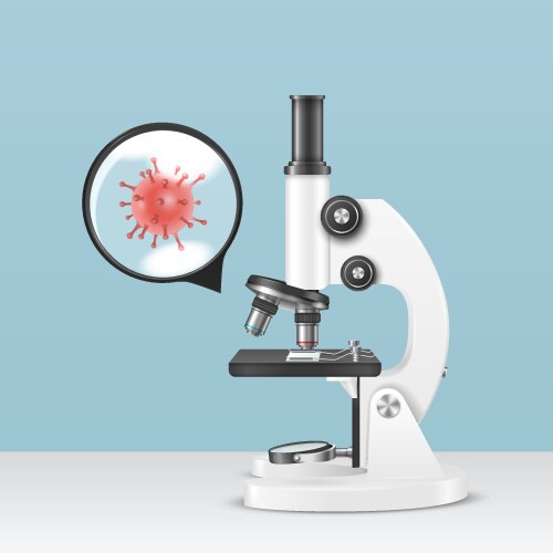 Realistic or 3d microscope front view Royalty Free Vector