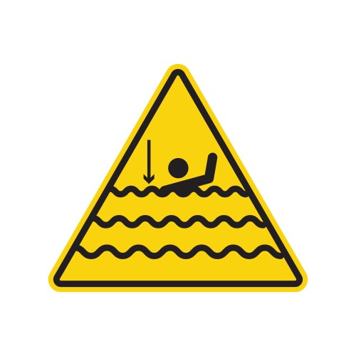 Warning deep water logo sign outline Royalty Free Vector