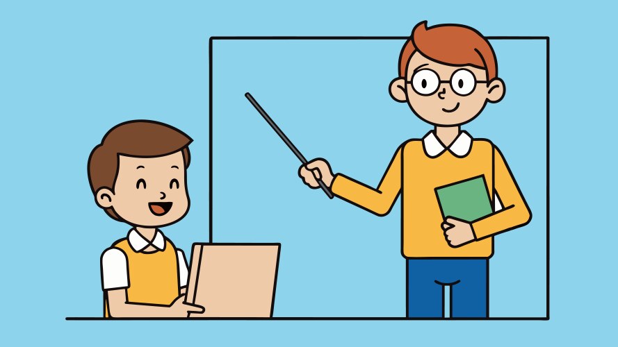 Engaging teacher student art inspiring educ Vector Image