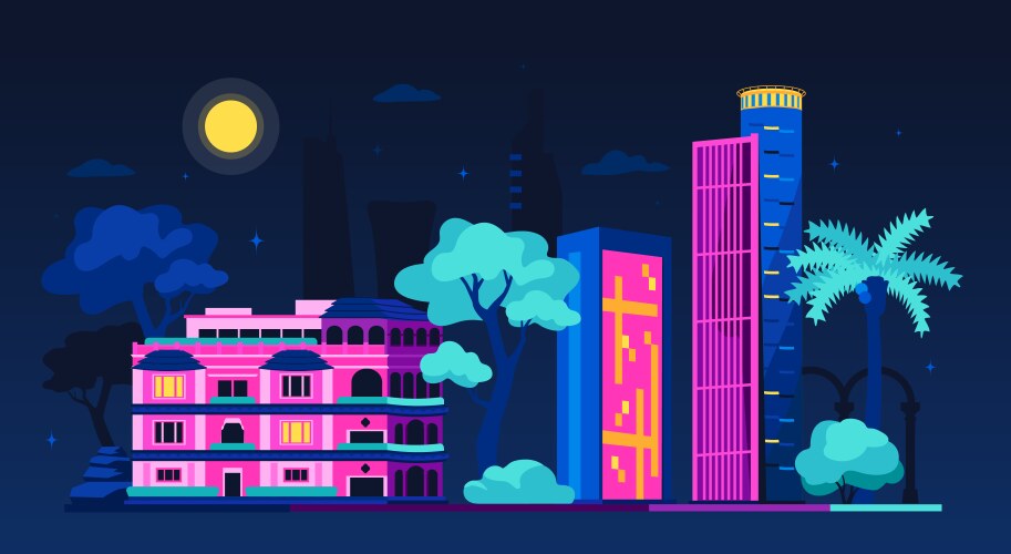 Night views of istanbul - modern colored Vector Image