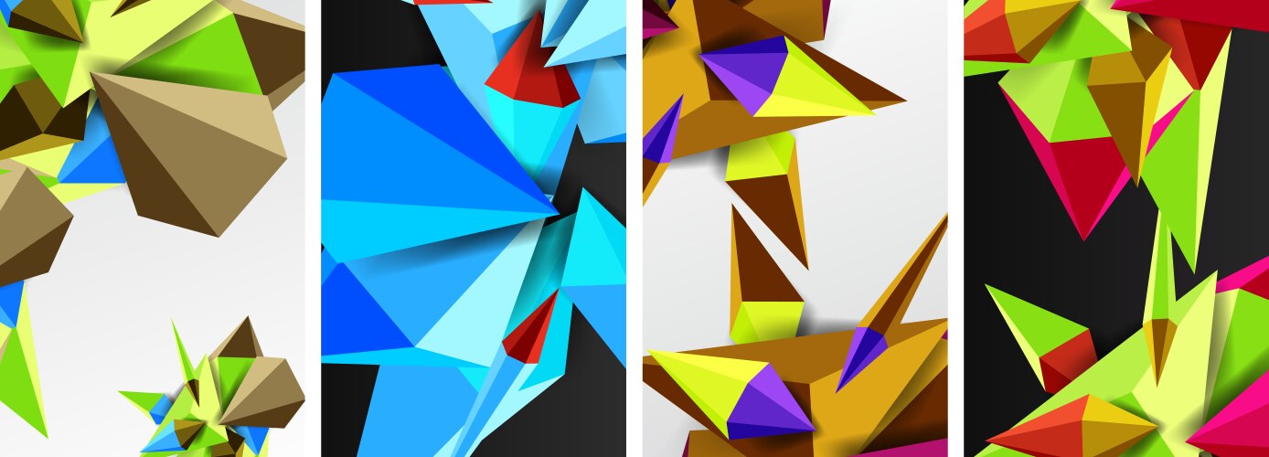 Set of triangle geometric low poly 3d shapes Vector Image