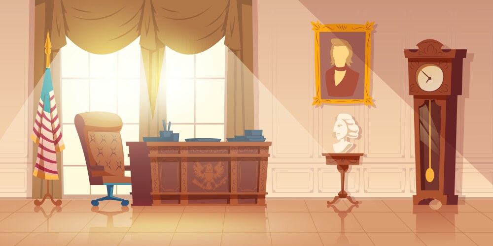 Us president office interior cartoon Royalty Free Vector