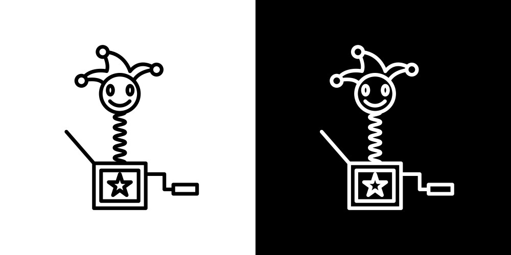 Jack in the box icon set prank joke Royalty Free Vector