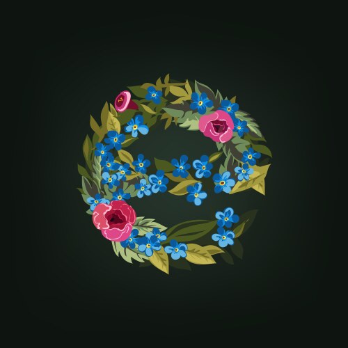 R letter flower alphabet colorful font Royalty Free Vector