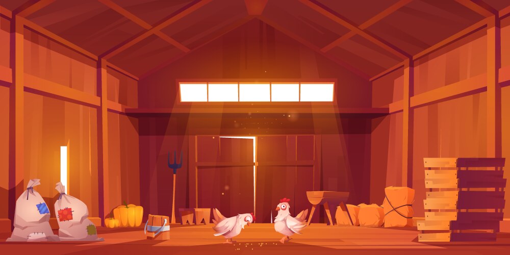Barn inside interior cartoon shed with window Vector Image