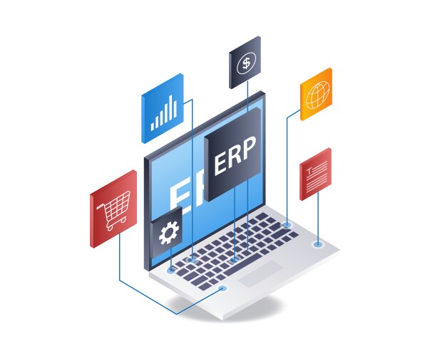 Erp network business technology system Royalty Free Vector
