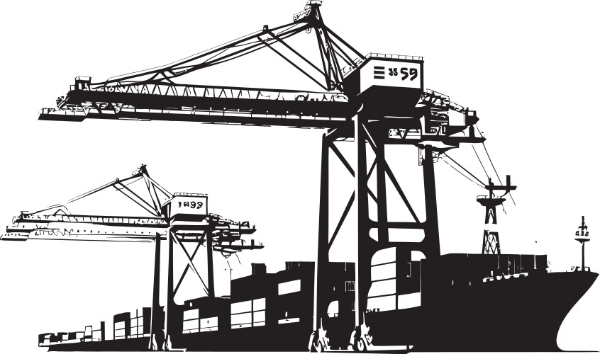 Seafaring success industrial ship loading logo Vector Image