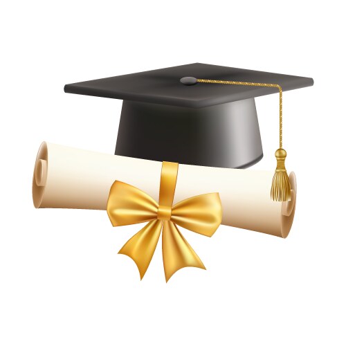3d diploma scroll with graduate hat vintage roll – Royalty-Free Vector ...