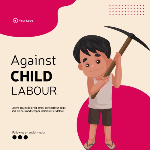 Banner design of child labour Royalty Free Vector Image