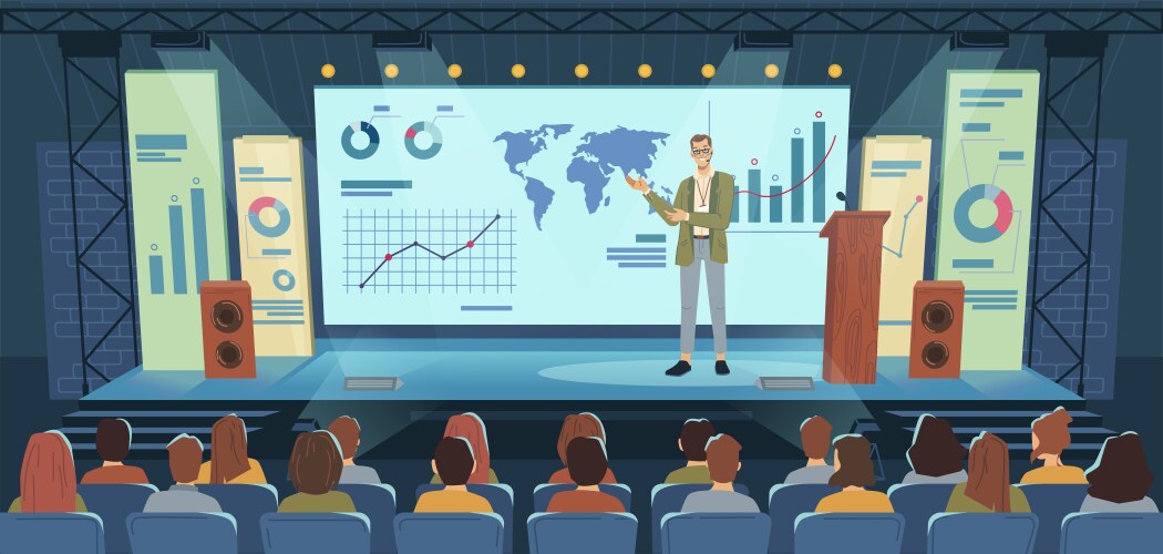 Business conference hall cartoon background Vector Image
