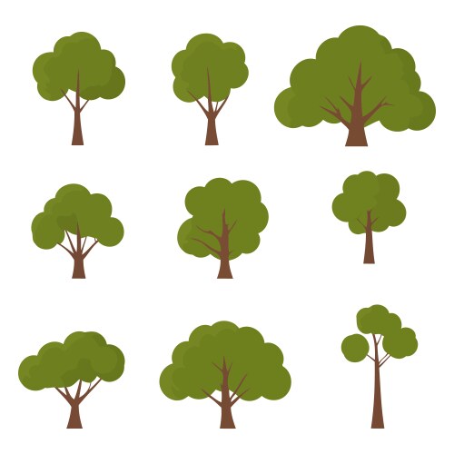 Green forest trees cartoon Royalty Free Vector Image