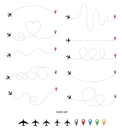Airplane Dotted Line Vector Images (over 2,200)