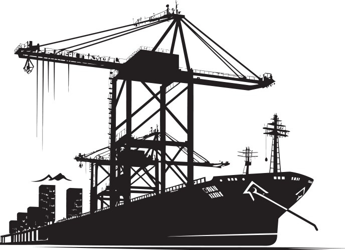 Cargo commanders industrial ship loading logo Vector Image