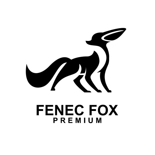Fennec fox logo icon design negative black white Vector Image