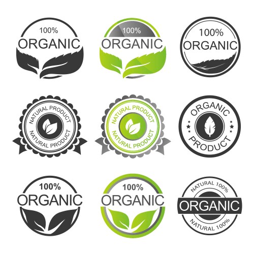 Organic food signs Royalty Free Vector Image - VectorStock
