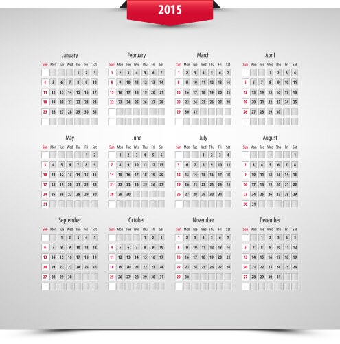 2015 calendar Royalty Free Vector Image - VectorStock