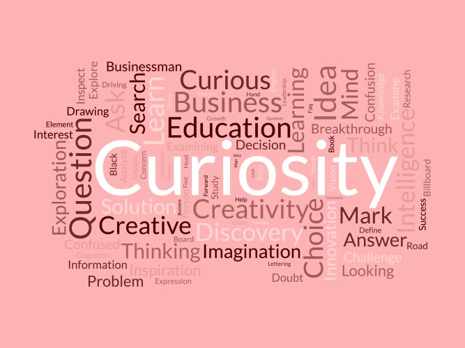 Curiosity word cloud template discovery concept Vector Image