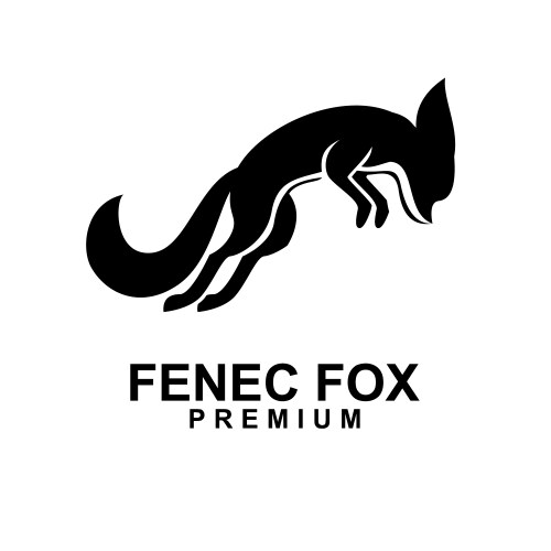 Fennec fox logo icon design negative black white Vector Image