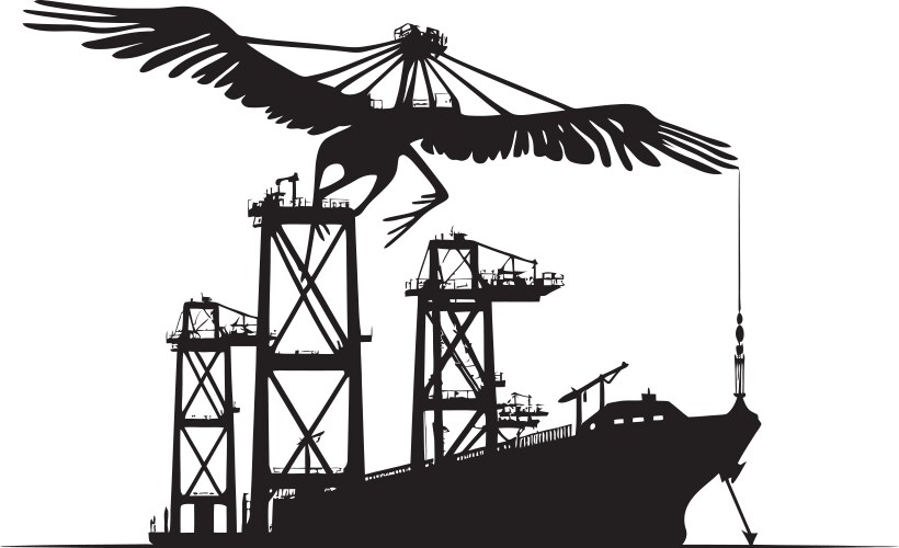 Maritime cargo crane ship loading logo cargo ship Vector Image