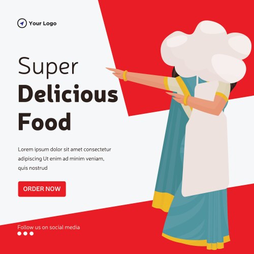 Banner design of chef lady Royalty Free Vector Image