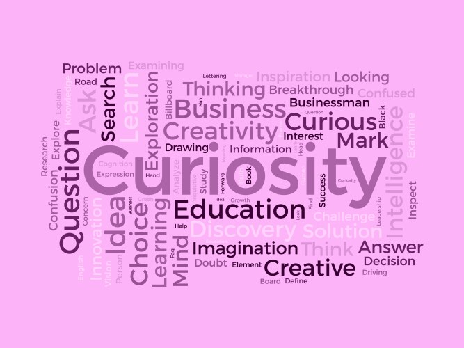 Curiosity word cloud template discovery concept Vector Image