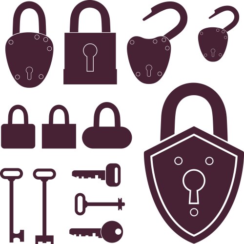 Set lock and key Royalty Free Vector Image - VectorStock