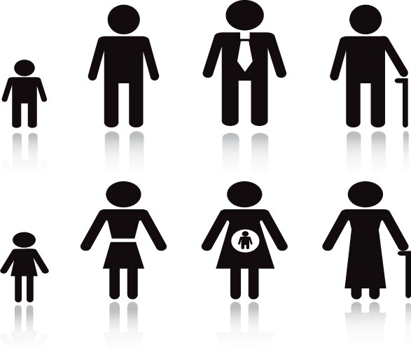 Human life cycle silhouette icon Royalty Free Vector Image