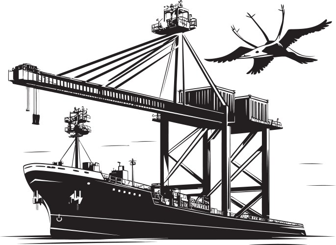 Vessel virtuosos crane loading to cargo ship icon Vector Image