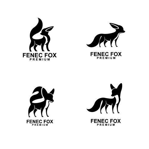 Fennec fox logo icon design negative black white Vector Image