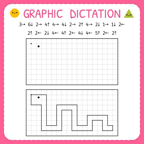 Graphic dictation numbers 1-5 kindergarten Vector Image