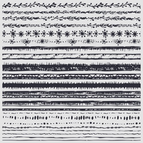 Hand drawn line border set and design elements Vector Image