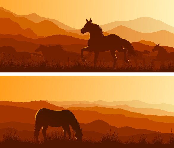 Sunset banners Royalty Free Vector Image - VectorStock