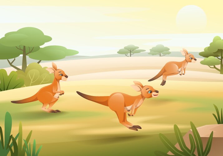Cartoon Kangaroo in the Outback Royalty Free Vector Image