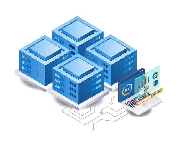Ai server analyst technology infographic 3d flat Vector Image