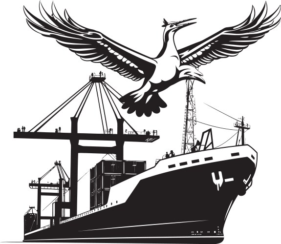 Vessel valor crane loading to cargo ship logo Vector Image
